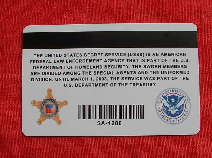 US Secret Service Identity Card intelligence chip ID card USSS White ...