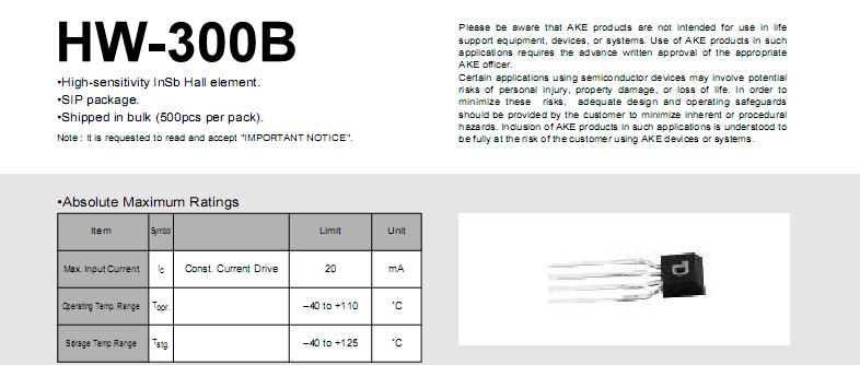 HW-300B HW300B-E/F 日本全新旭化成进口原装 线性霍尔 锑化铟高灵敏度霍尔E/F档都有货,可售样品_霍尔传感器_维库电子市场网