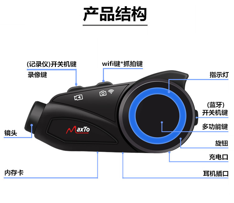 Купить Maxto m3 мотоцикл шлем bluetooth-гарнитура видеорегистратор для ...