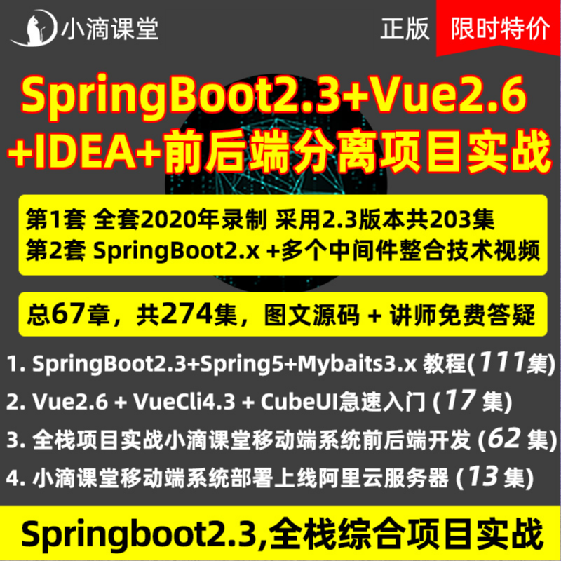 Купить 21 новый springboot2.3 учение видео Spring 5/Mybatis/Vue/SSM Project комплекс Фактический ...