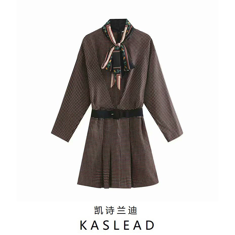 KASLEAD 여성성 북미풍 리본장식 프린트 미니원피스 08232089800 - 하오컴